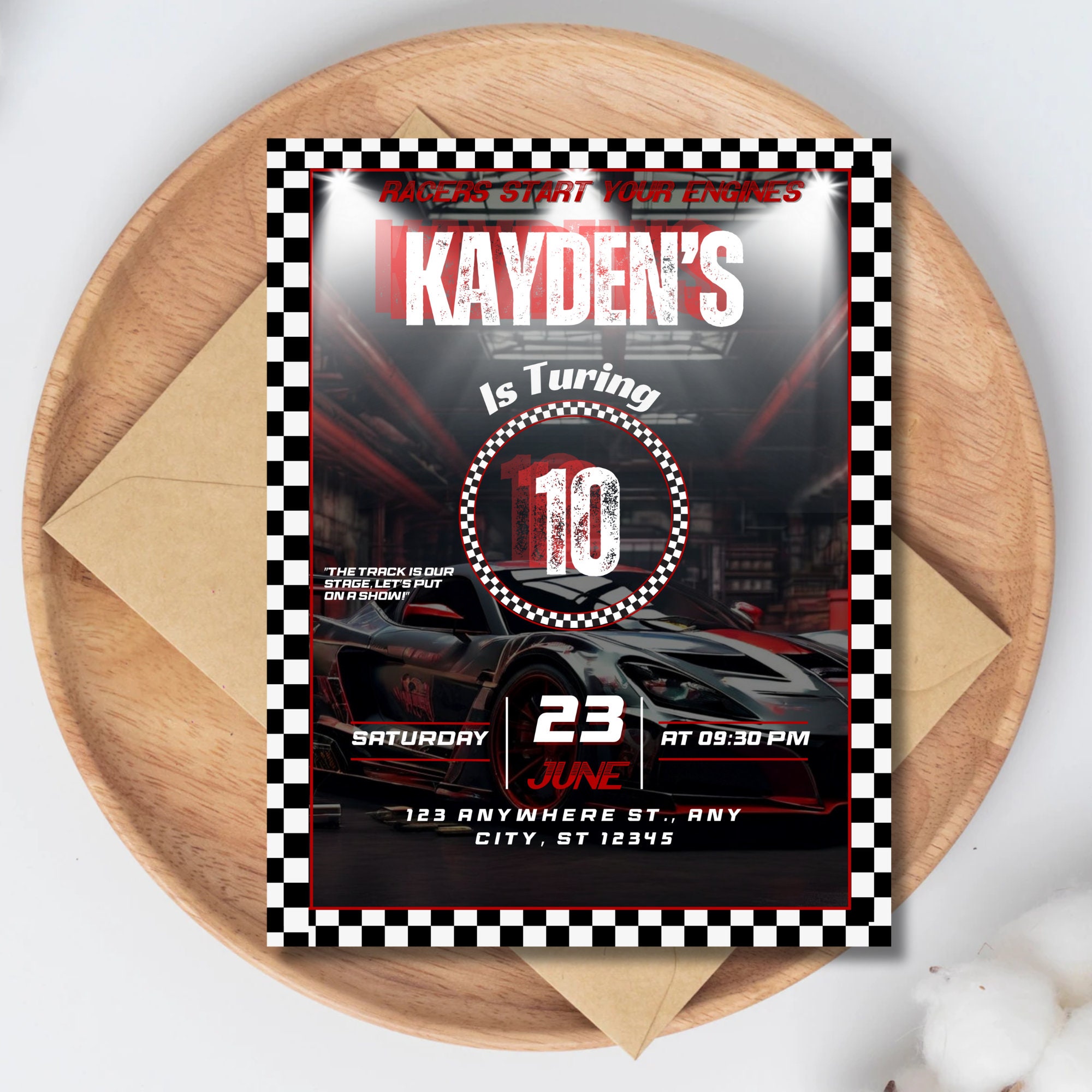 Race Car Birthday Invitation, Race Car Invitation, Race Car Party ...