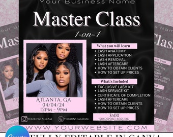 LASH MASTERCLASS FLYER Social Media Instagram Canva Editable Template ...