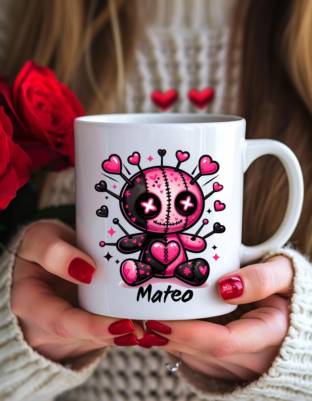 Personalized Goth Zombie Voodoo Cute Creepy Doll Valentine Ceramic Mug ...