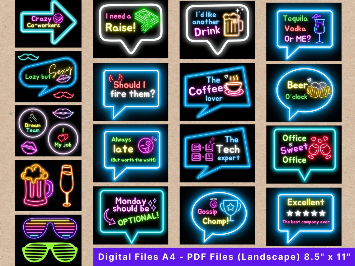 Office Party Props, Office Party Photobooth Props, Work Party ...