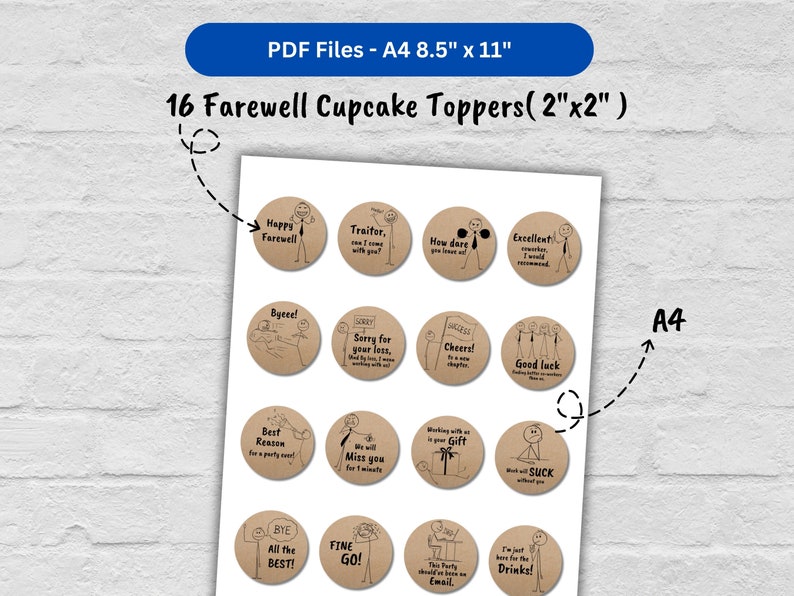 Farewell Cupcake Toppers, Office Cupcake Toppers, Farewell Party ...