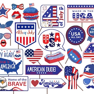 4th of July Photo Booth Props: Independence Day Party Decorations (PDF ...