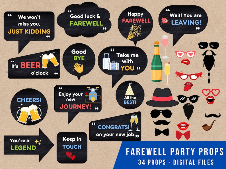 Office Photo Booth Props, Corporate Photo Booth Props, Office Party ...