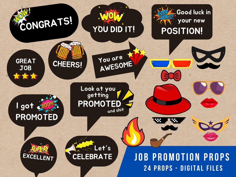 Office Photo Booth Props Bundle: Work Party Decorations (digital ...