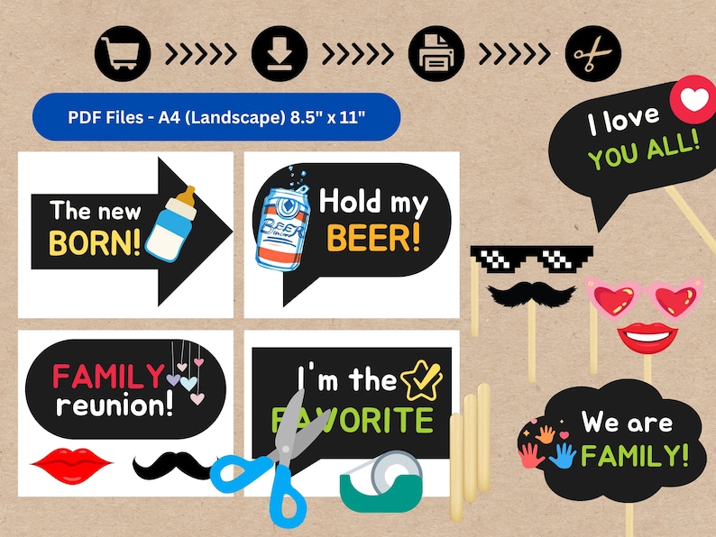 Family Reunion Photo Booth Props, Printable Family Reunion Selfie Props ...