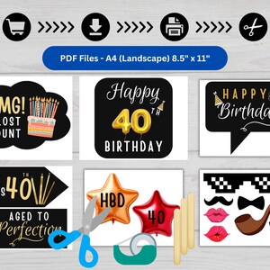 40th Birthday Photobooth Props, 40 Birthday Photo Props, 40th Birthday ...