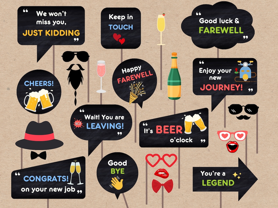 Farewell Photo Booth Props, Farewell Party Props, Office Photobooth ...