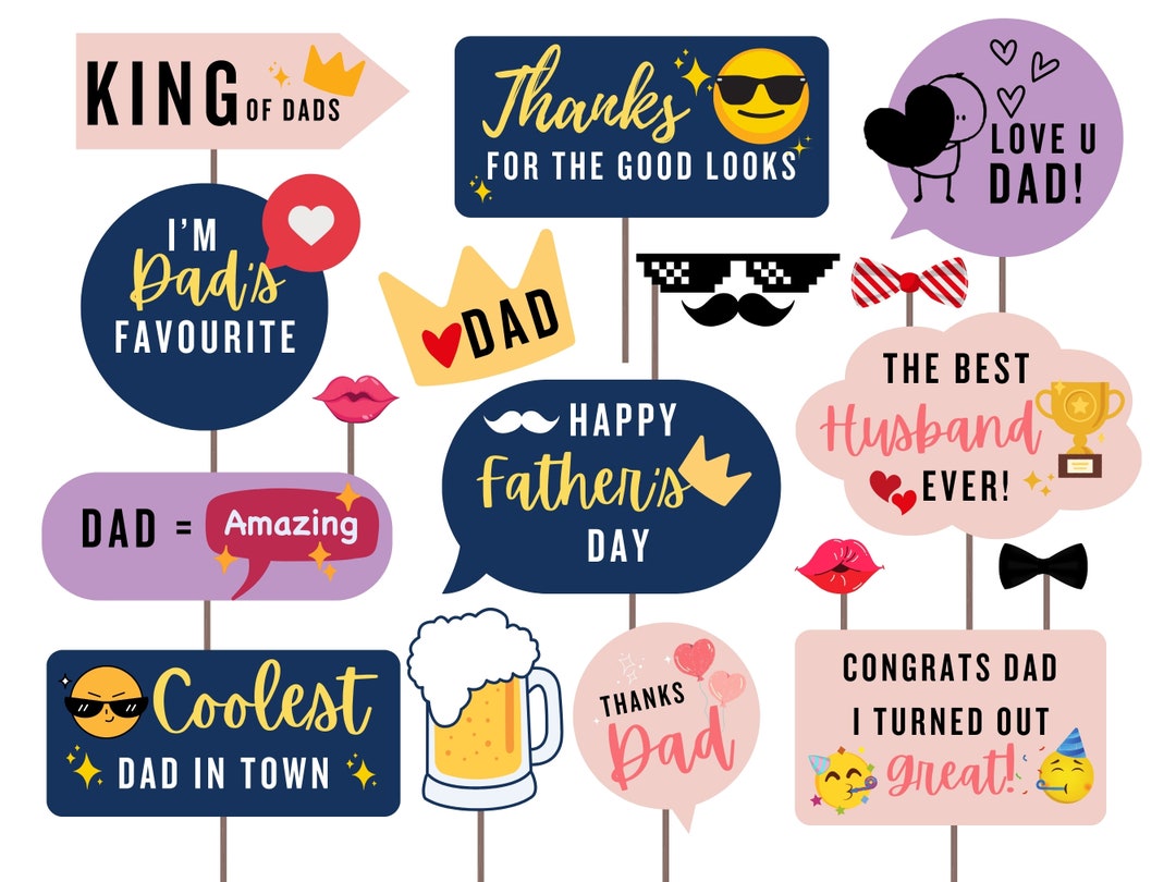 Father's Day Photo Booth Props, Father's Day Props, DIY Father's Day ...