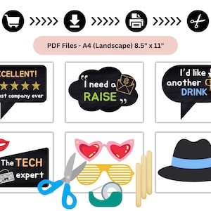 Funny Office Party Photo Booth Props: Work Party Decorations (PDF ...