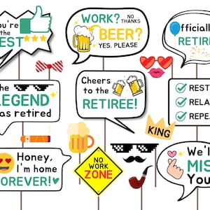 Retirement Party Photo Booth Props: 30 Printable Designs (PDF) - Etsy