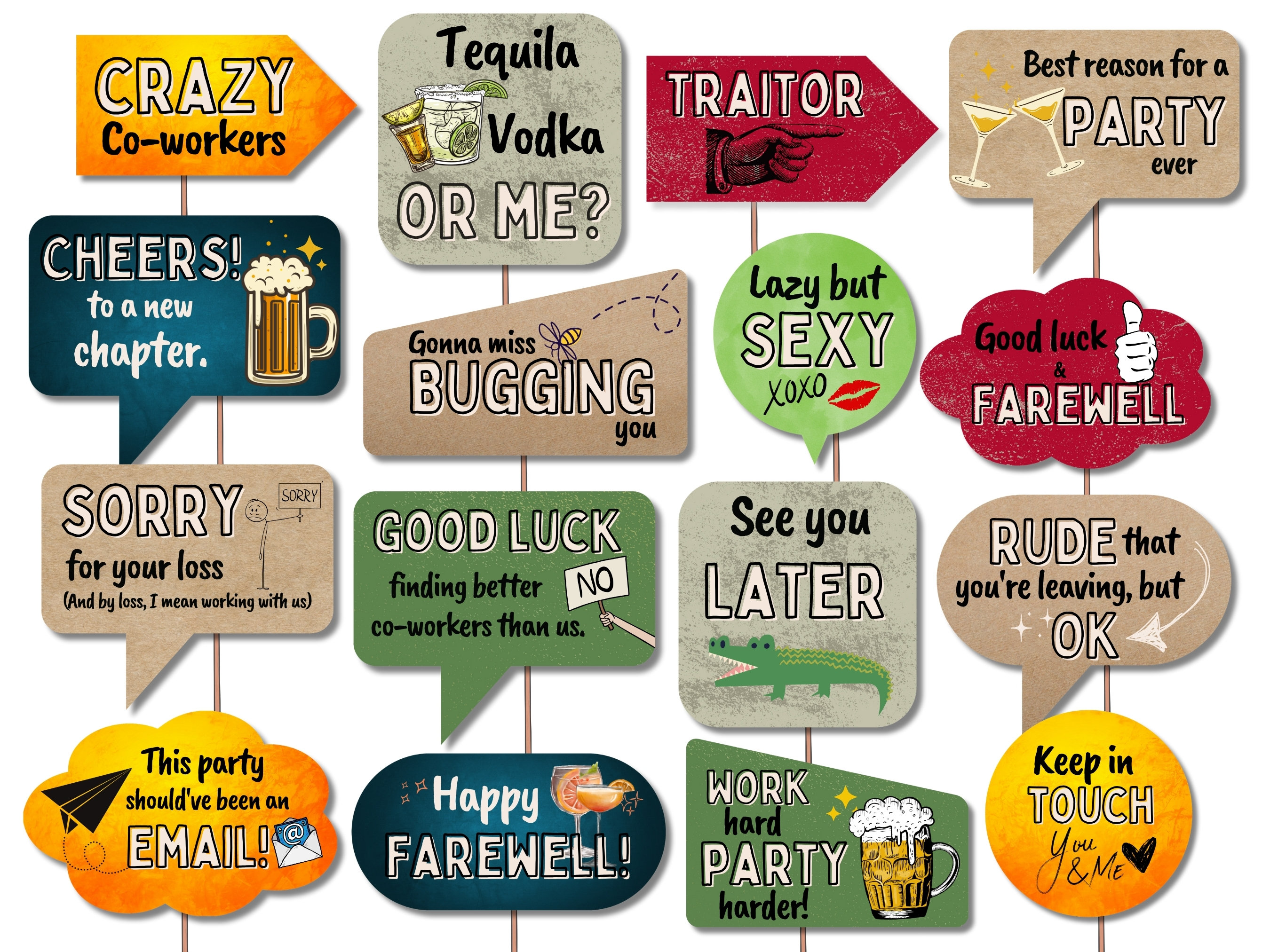 Funny Farewell Party Props, Farewell Party Photobooth Props, Office ...