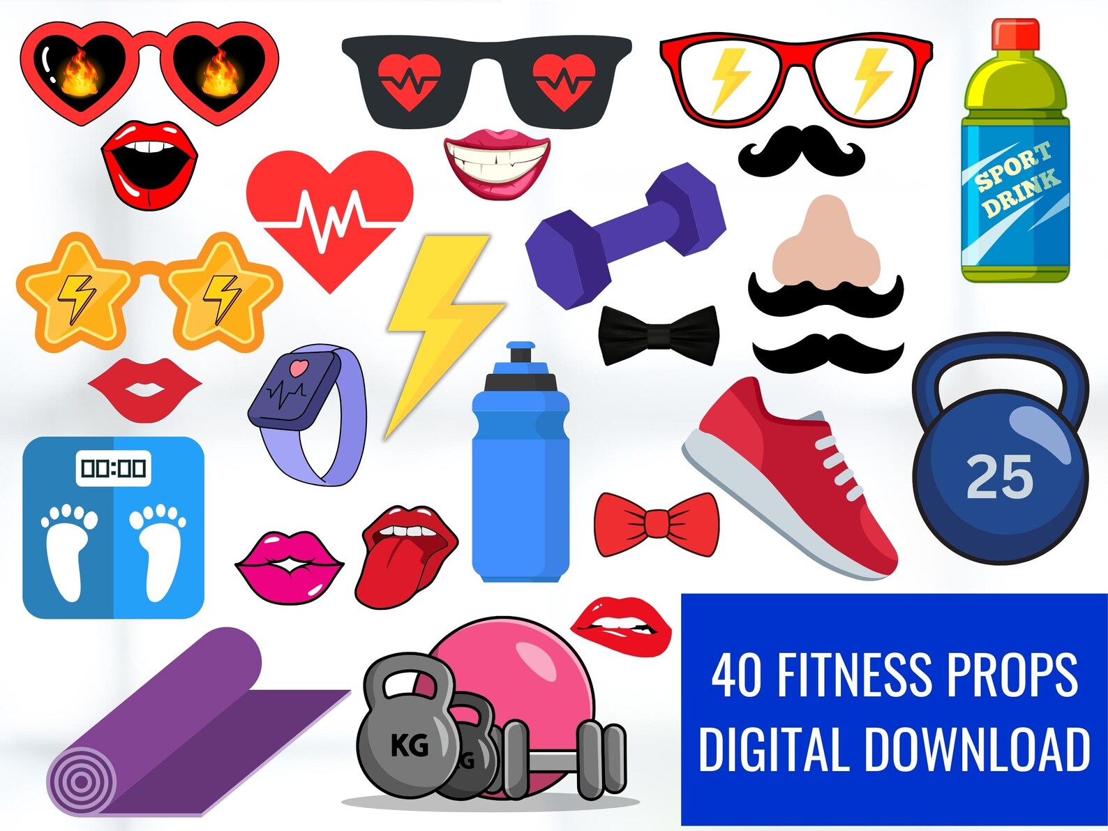 Fitness Gym Photobooth Props: Workout Party Decorations (printable) - Etsy