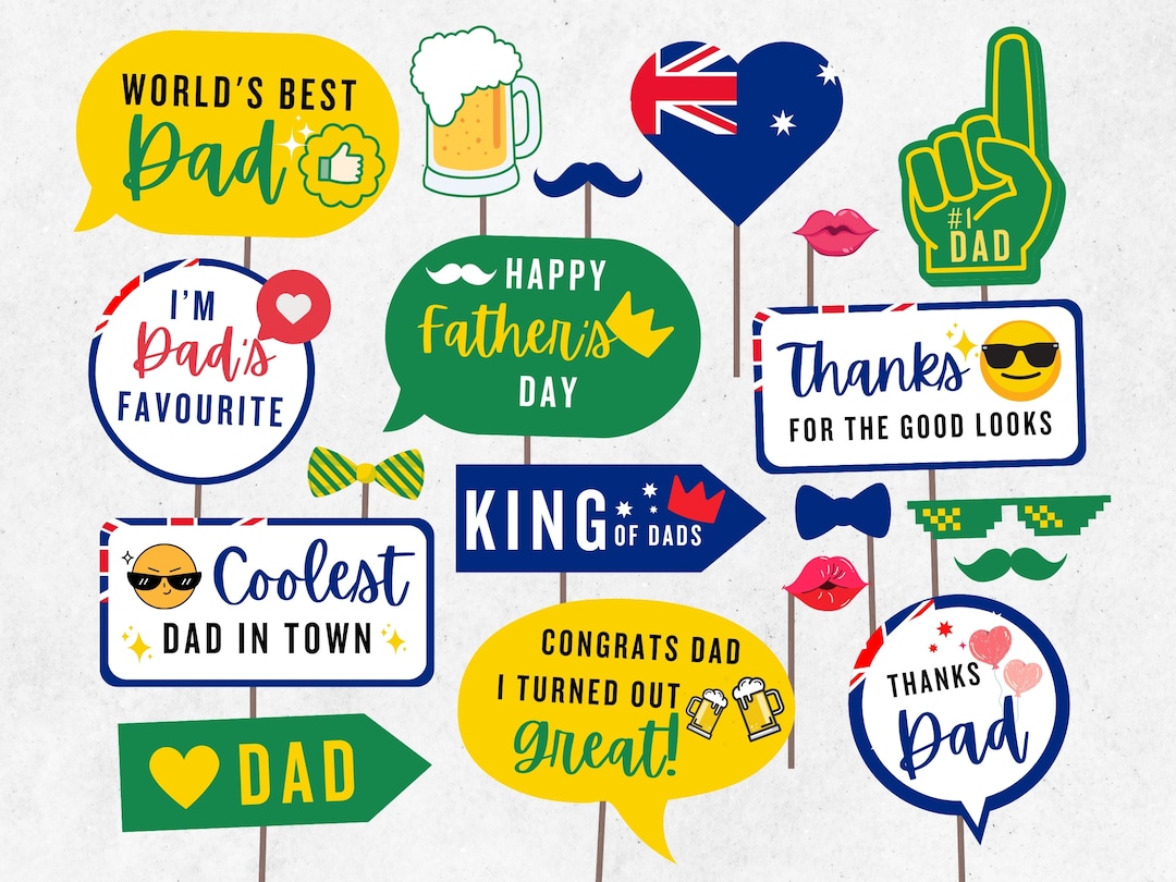 Fun Australia Father’s Day Party Photo Booth Props Printable, Australia ...