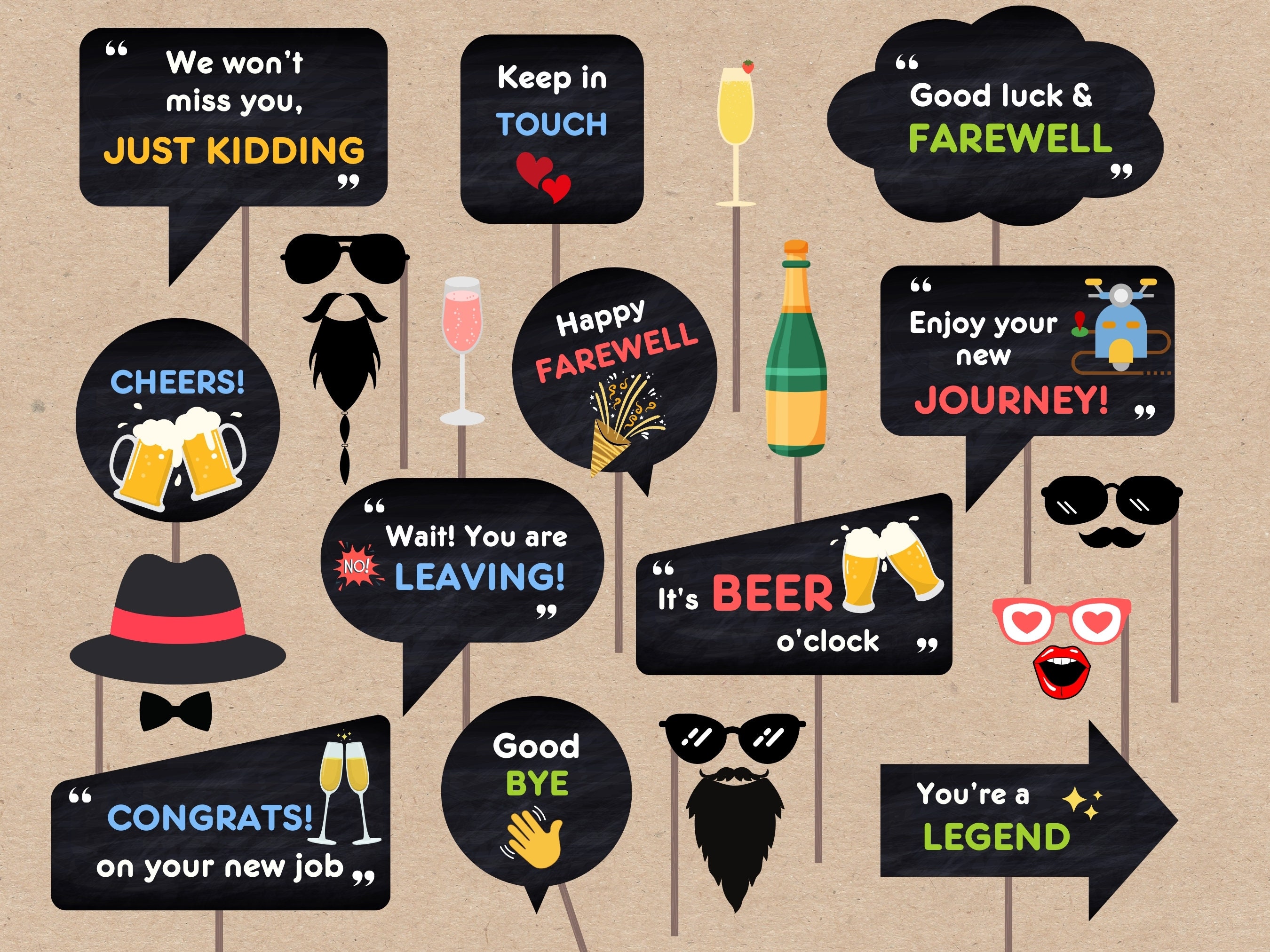 Office Photo Booth Props, Corporate Photo Booth Props, Office Party ...