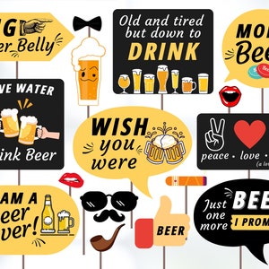 Fun Beer Lover Party Photo Booth Props, Beer Party Props, Cheers and ...