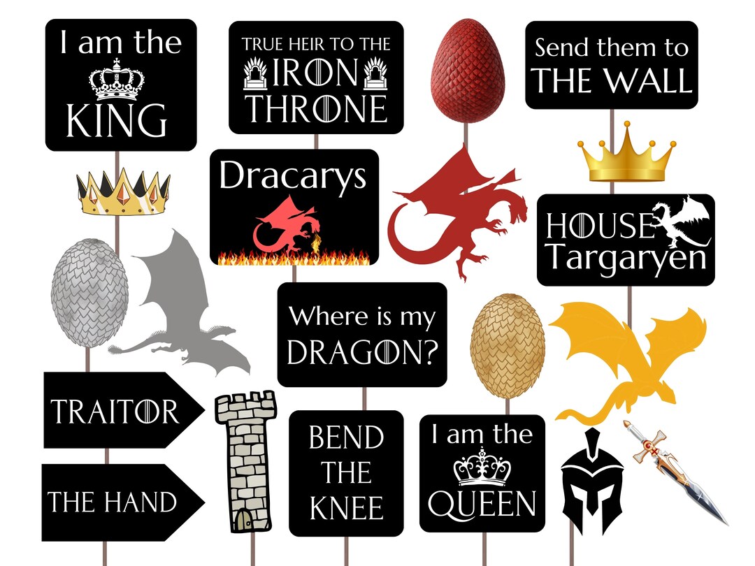 House of the Dragon Party Theme Photo Booth Props Printable, Dragon ...