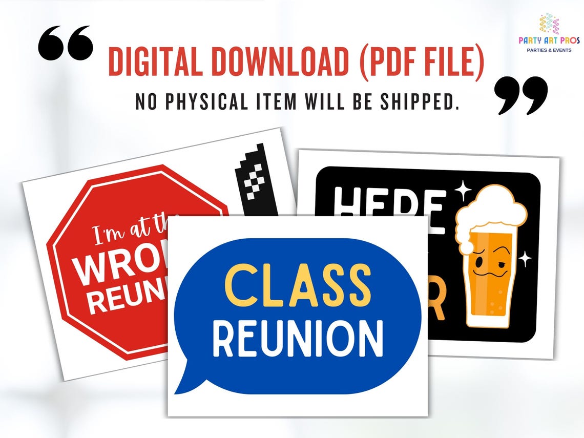Class Reunion Party Props Printable, High School Reunion Photo Booth ...