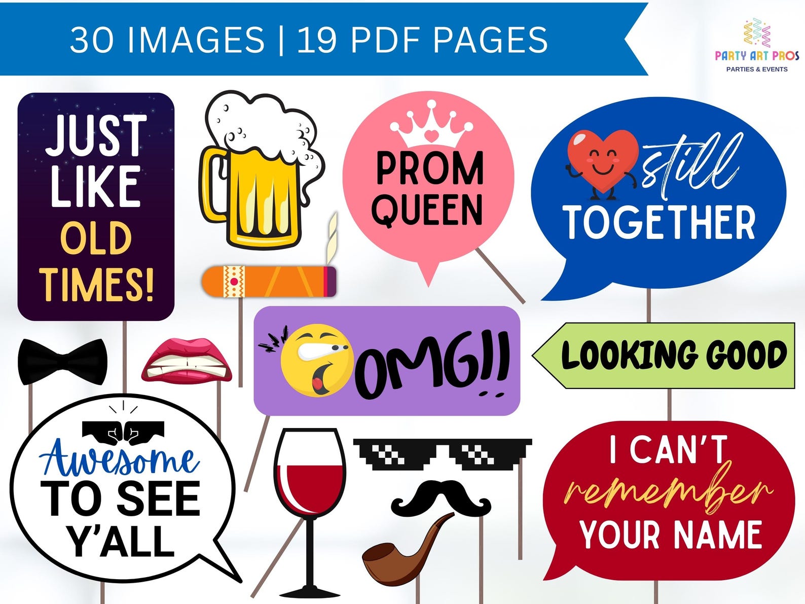 Class Reunion Party Props Printable, High School Reunion Photo Booth ...