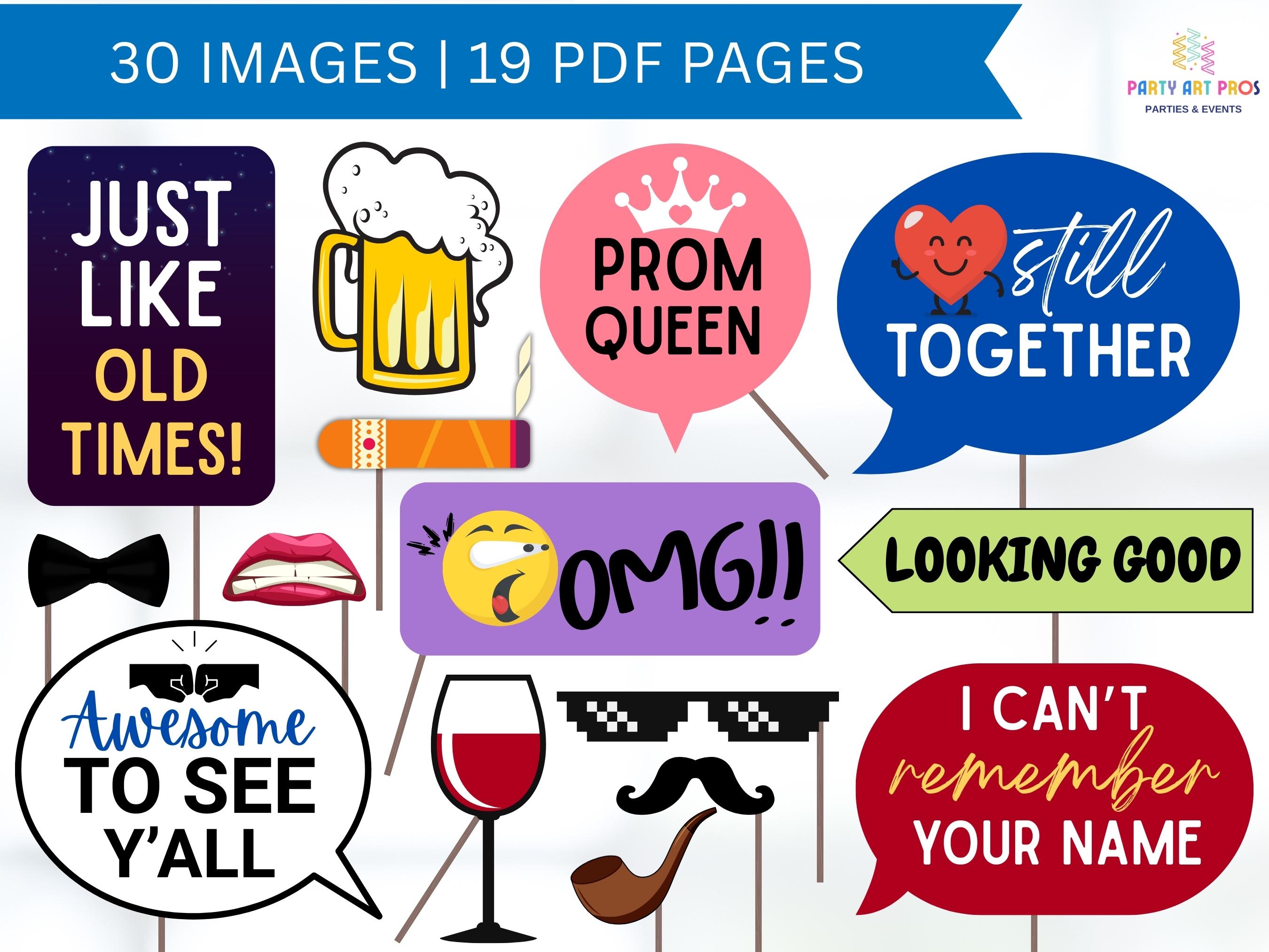 Class Reunion Party Props Printable, High School Reunion Photo Booth ...
