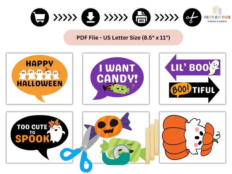 Kids Halloween Photo Props Printable, Cute Kids Halloween Photo Booth ...