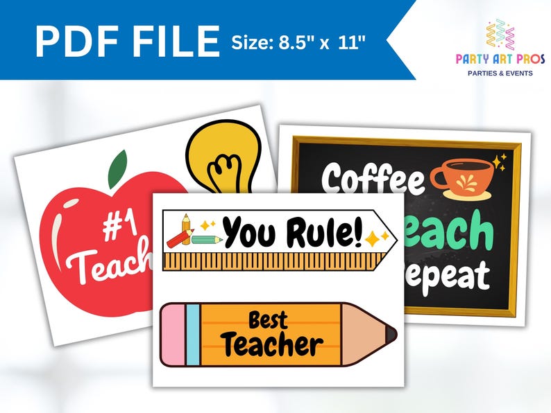 Teacher Appreciation Photo Booth Props: Printable Party Decorations ...