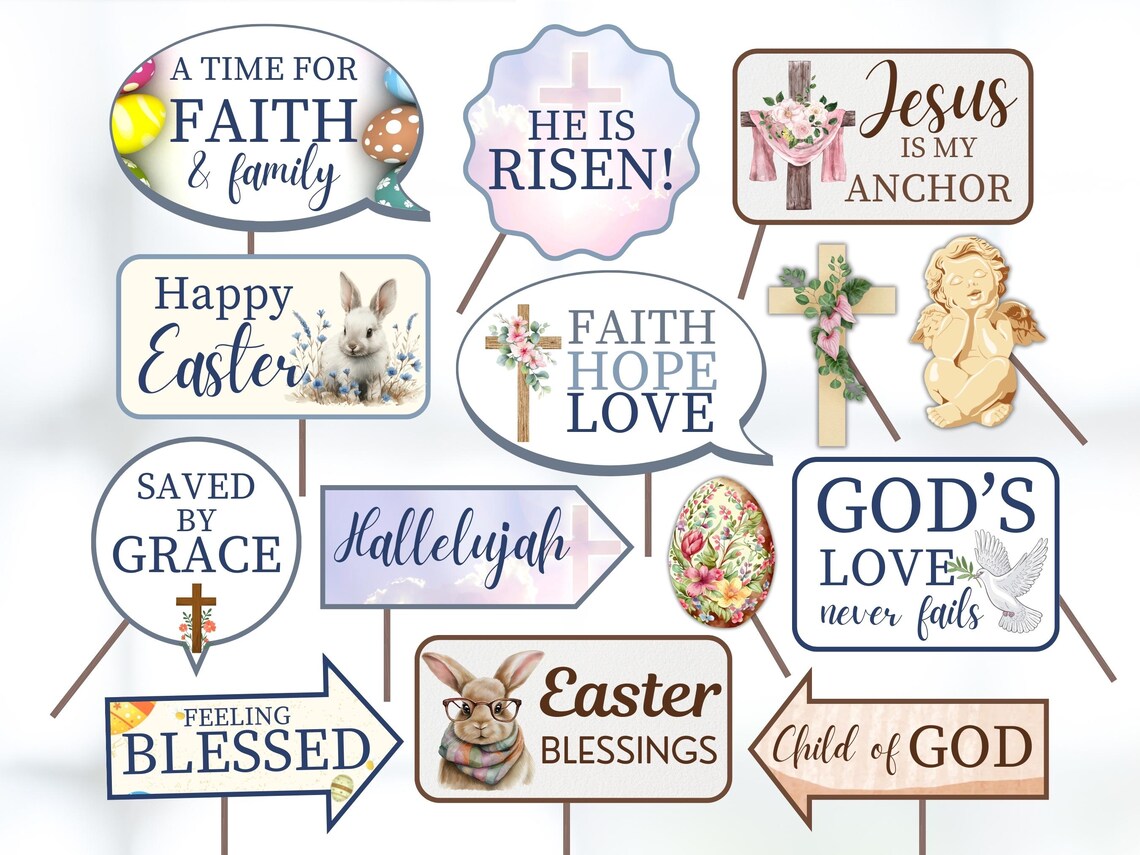 Religious Easter Photo Booth Props: Christian Party Decor (printable ...