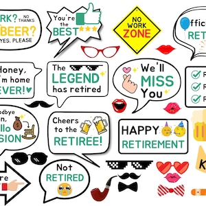 Retirement Party Photo Booth Props: 30 Printable Designs (PDF) - Etsy