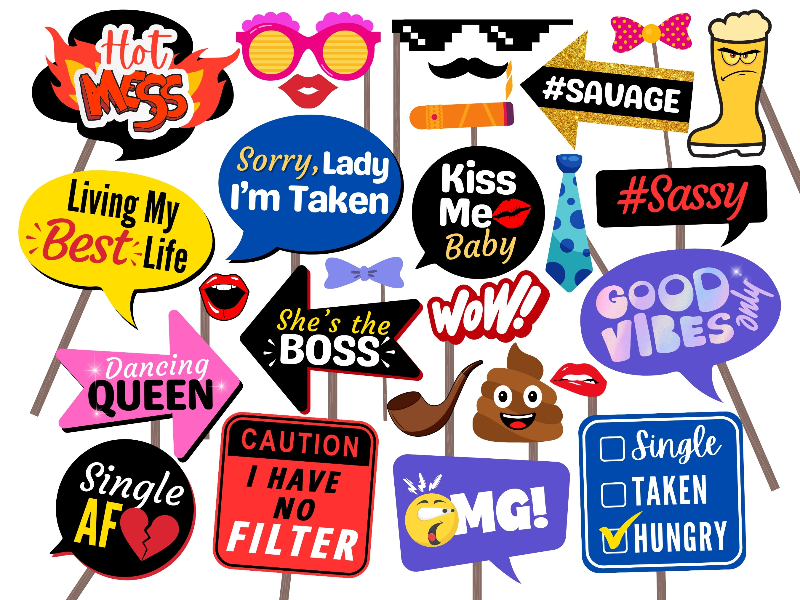 Funny Party Photo Booth Props, Funny Photo Props, Funny Party Props ...