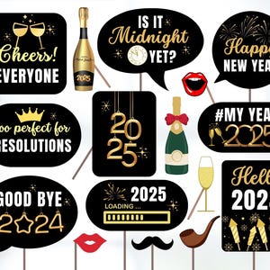 New Years Photo Booth Props Printable, New Years Party Props, New Years ...