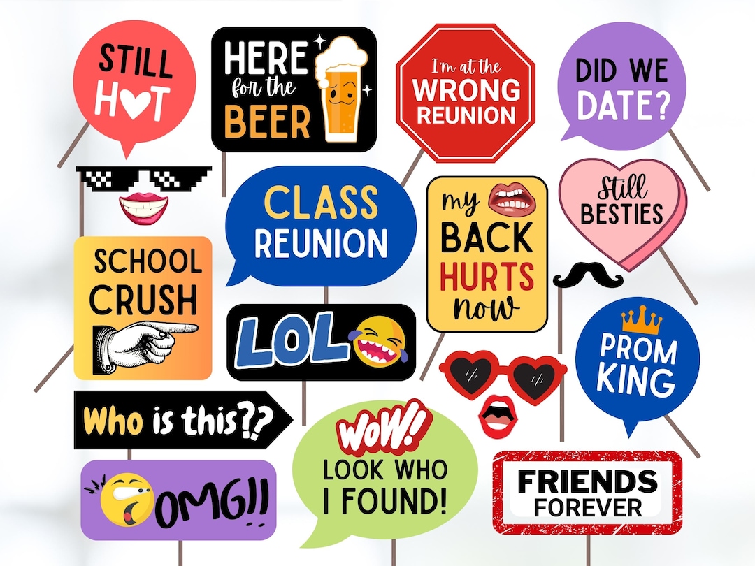 Class Reunion Party Props Printable, High School Reunion Photo Booth ...