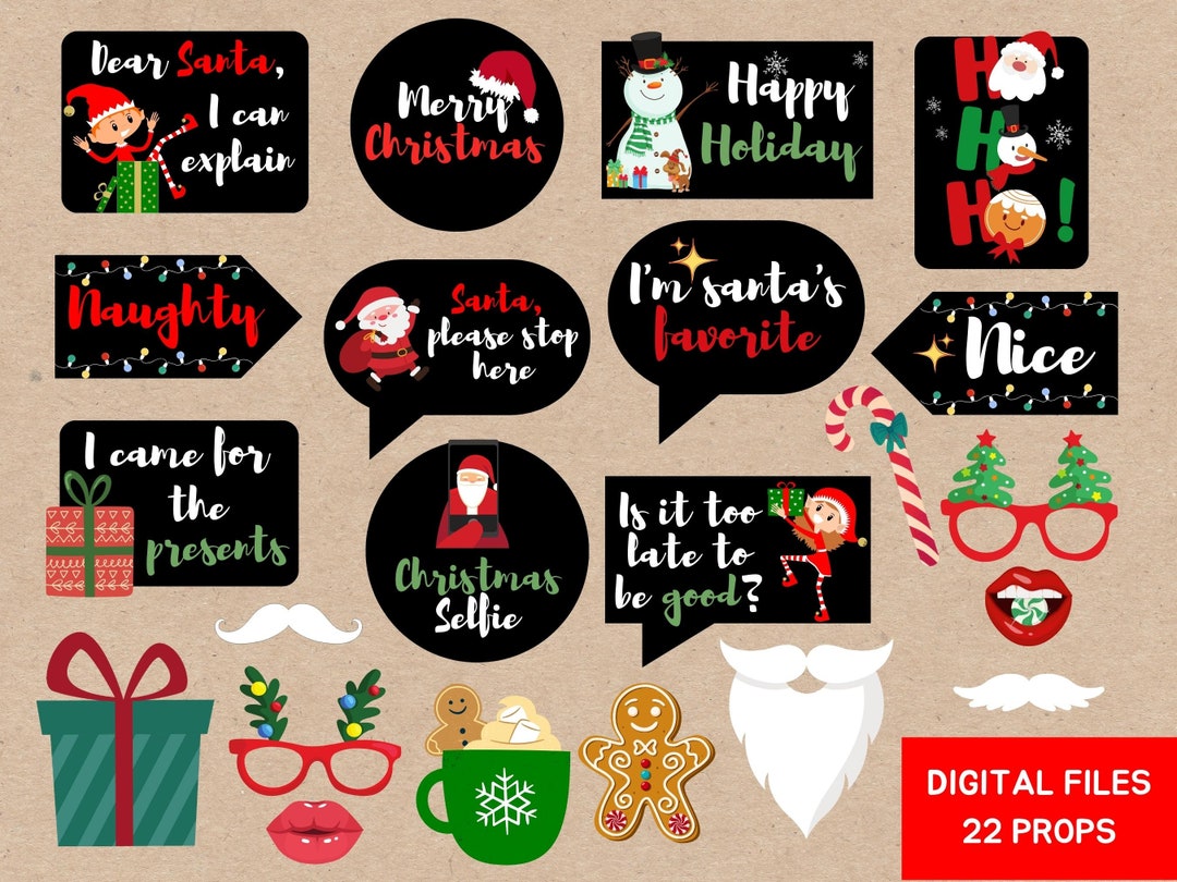 Christmas Photo Booth Props Printable Christmas Props Christmas Props Christmas Photobooth