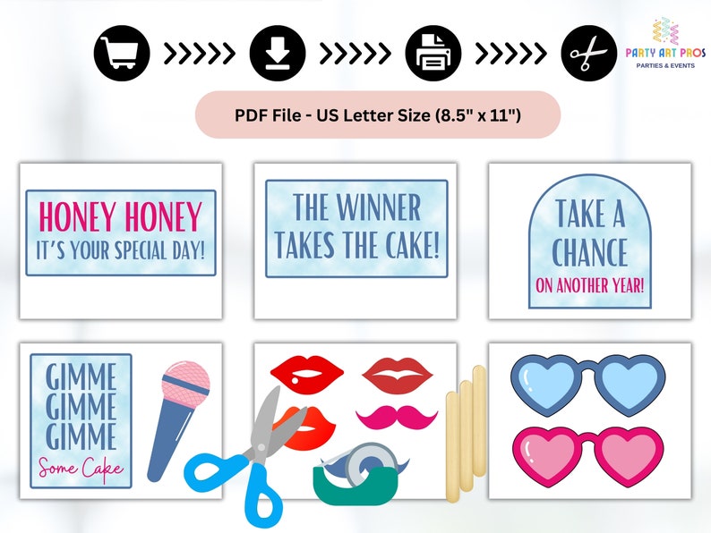 Dancing Queen Birthday Party Props Printable, Birthday Dancing Queen ...