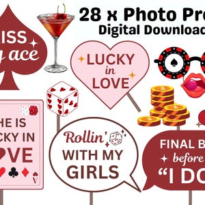 Lucky in Love Bachelorette Party Props, Vegas Bachelorette Photobooth ...