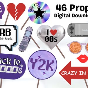 2000s Party Props Printable, Y2K Party Photo Props, Y2K 2000s Party ...