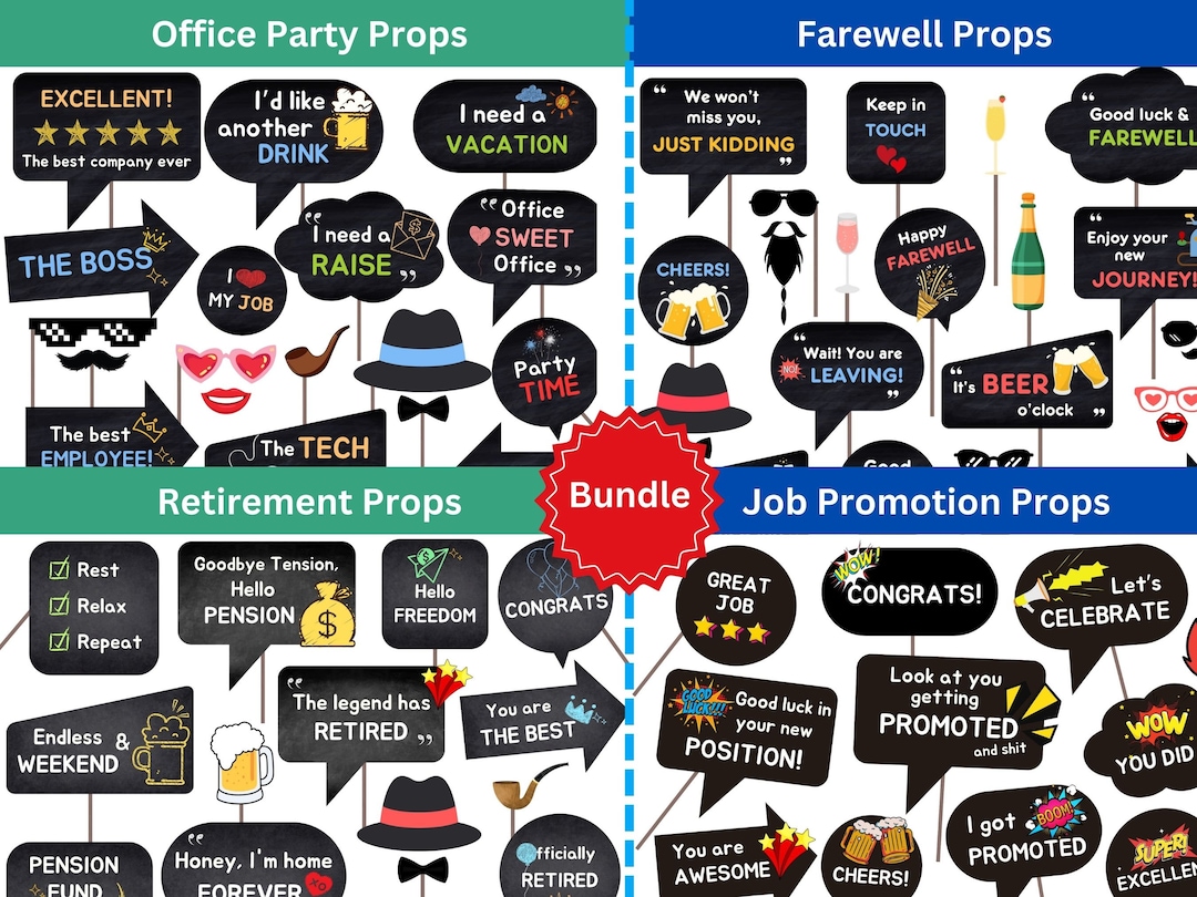 Office Photo Booth Props Bundle: Work Party Decorations (digital ...