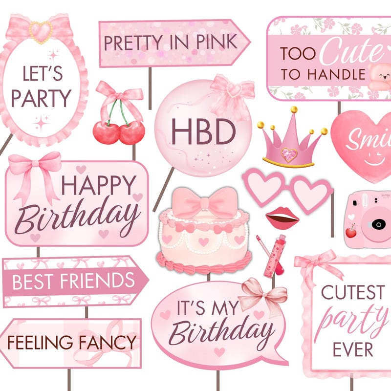 Pink Bow Birthday Props - Etsy UK