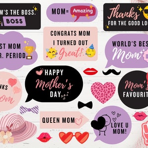 Mother's Day Photo Booth Props: Printable Party Decorations (PDF) - Etsy