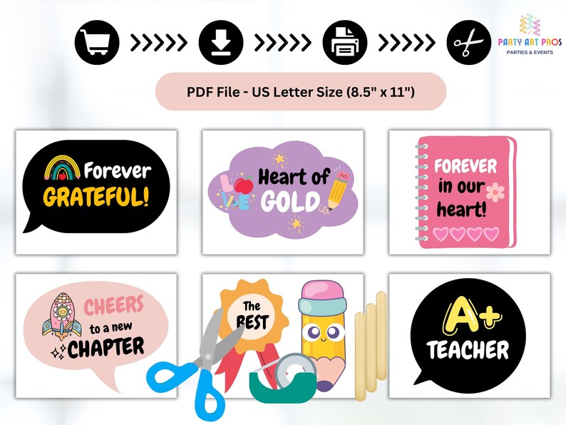 Teacher Farewell Party Photo Props Printable, Teacher Farewell Props ...