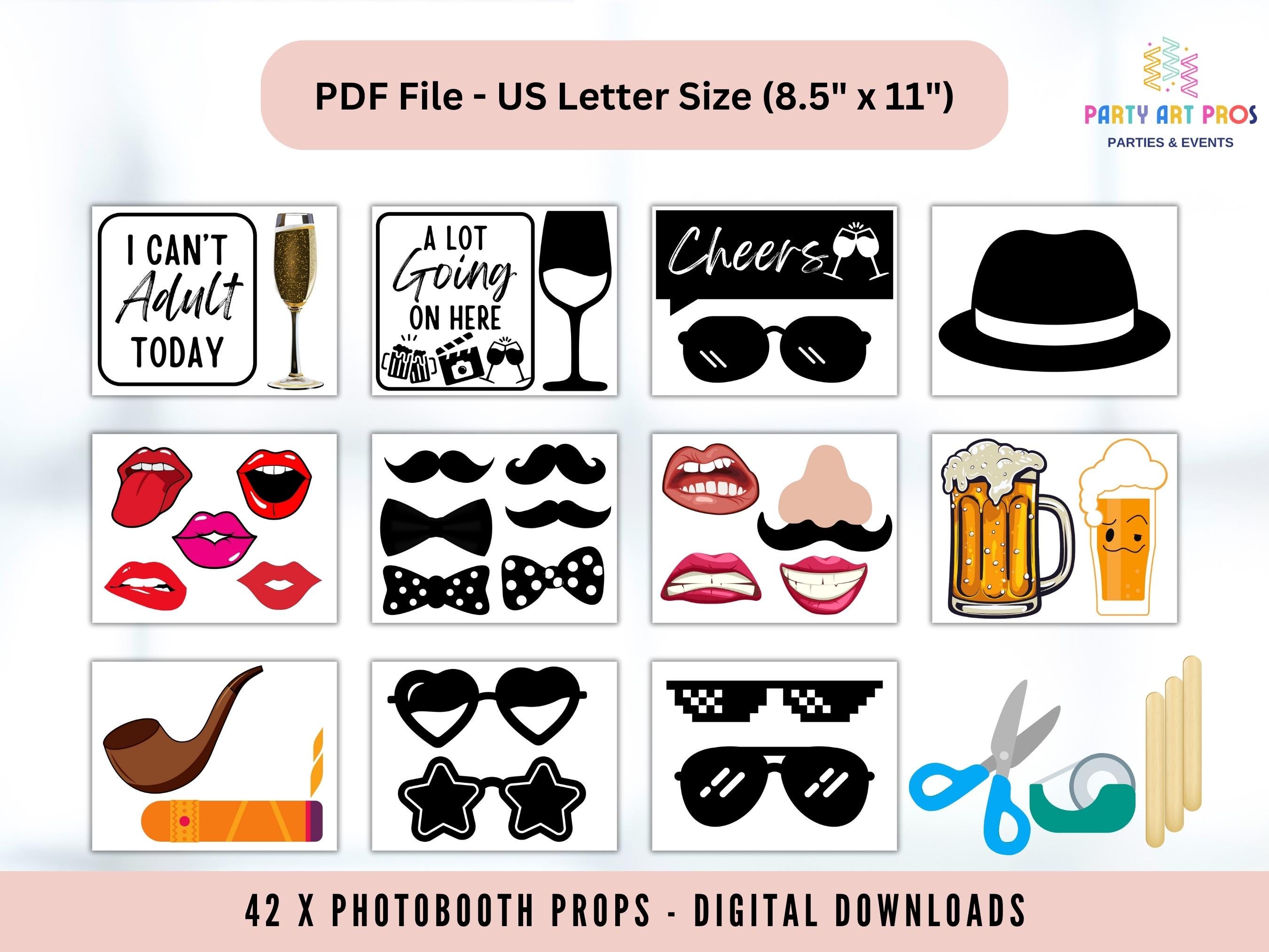 Adult Birthday Photo Booth Props: Printable Party Decor (PDF) - Etsy