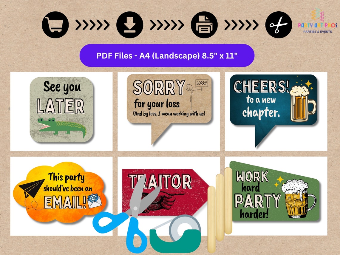 Funny Farewell Party Props, Farewell Party Photobooth Props, Office ...