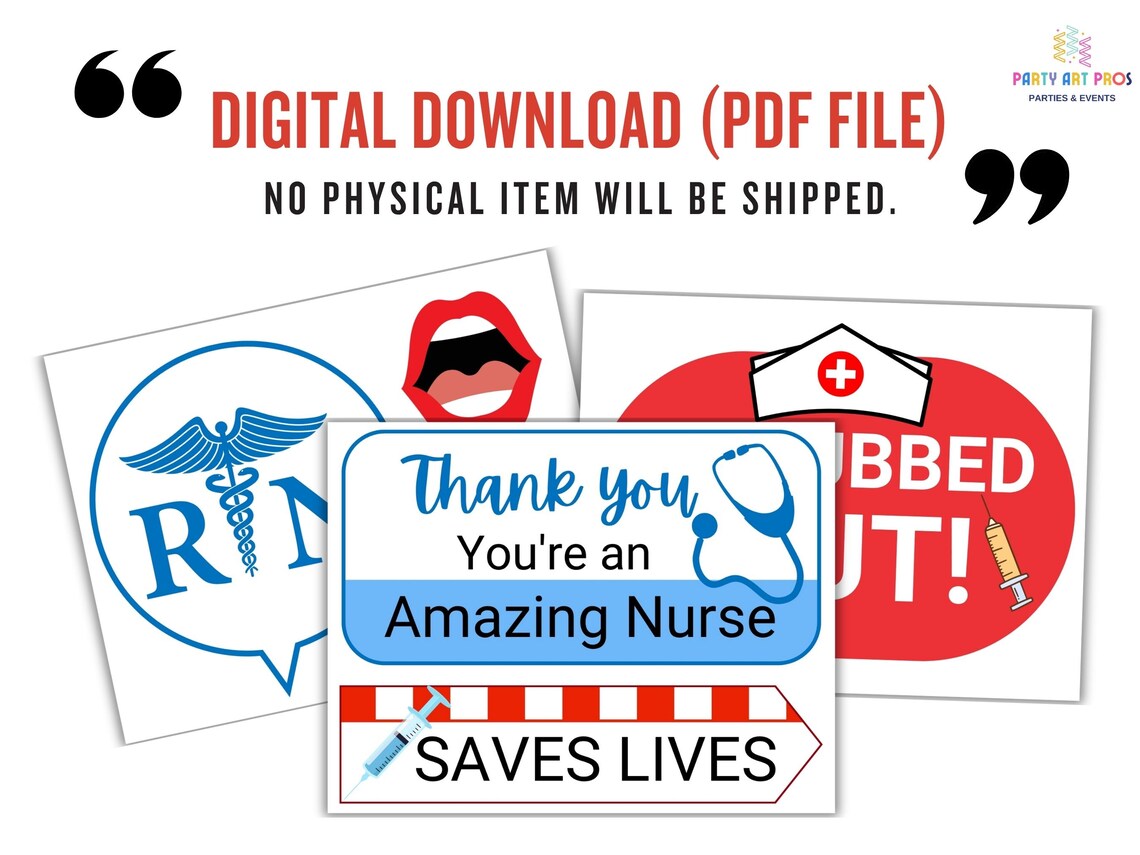 Nurse Farewell Party Photo Booth Props: Printable RN Goodbye Decor (PDF ...