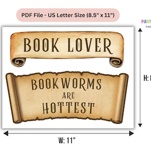 Book Lovers Day Party Photo Booth Props Printable, Book Club Party ...