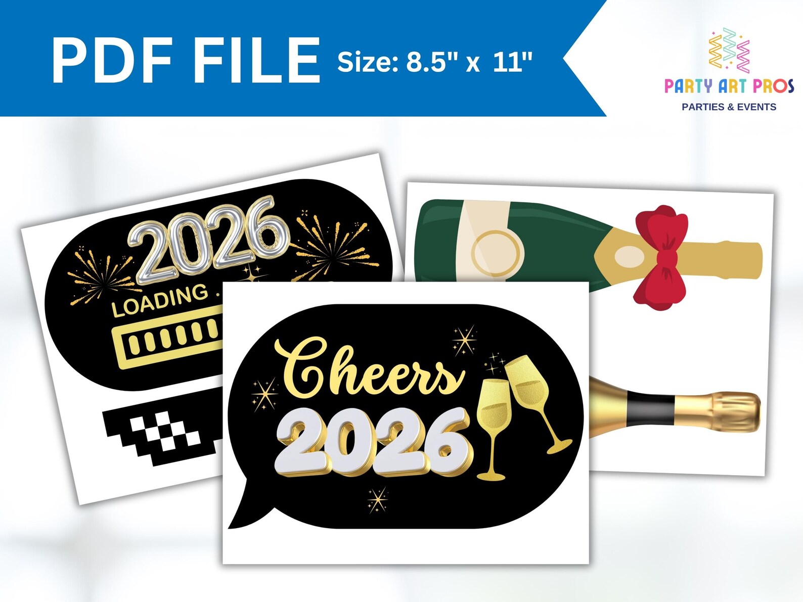 New Years Photo Booth Props Printable, New Years Party Props, New Years ...