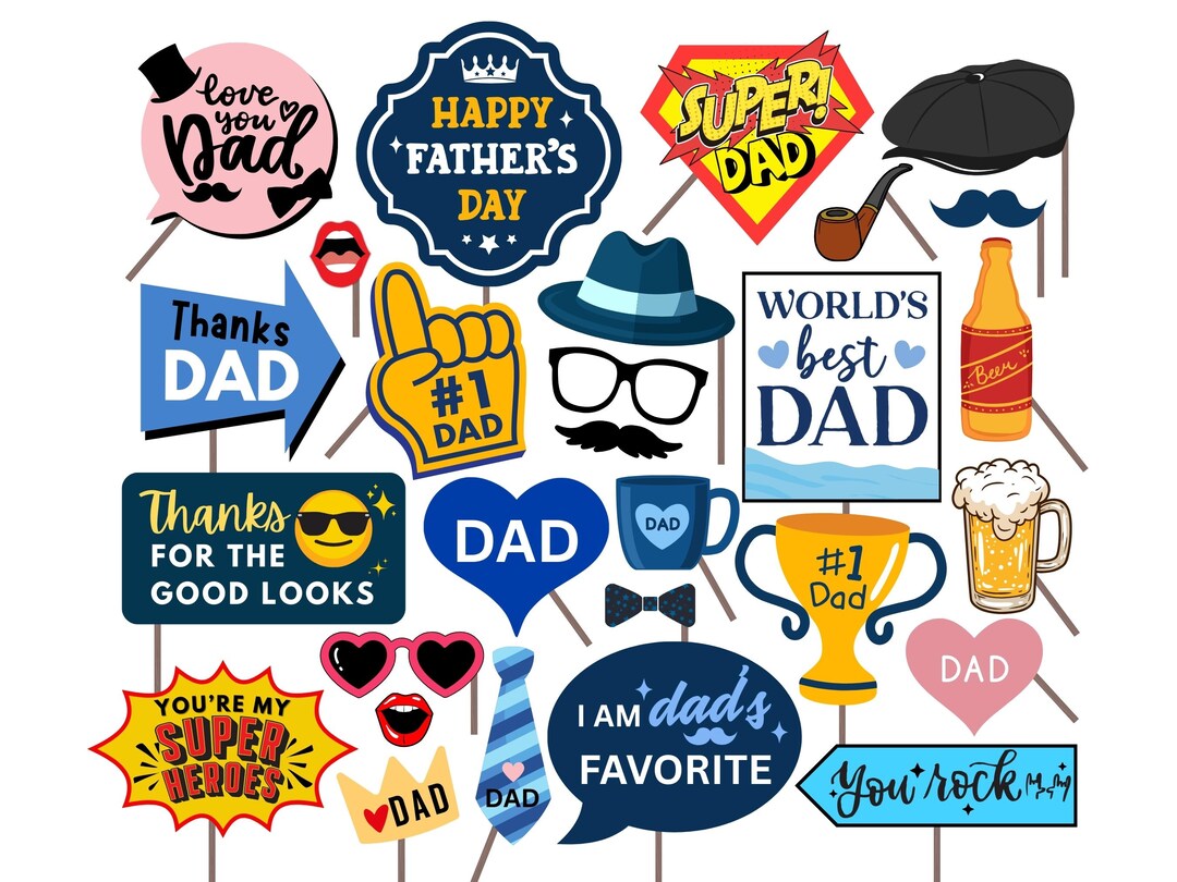 Father's Day Props Printable, Father's Day Photo Booth Props, DIY ...