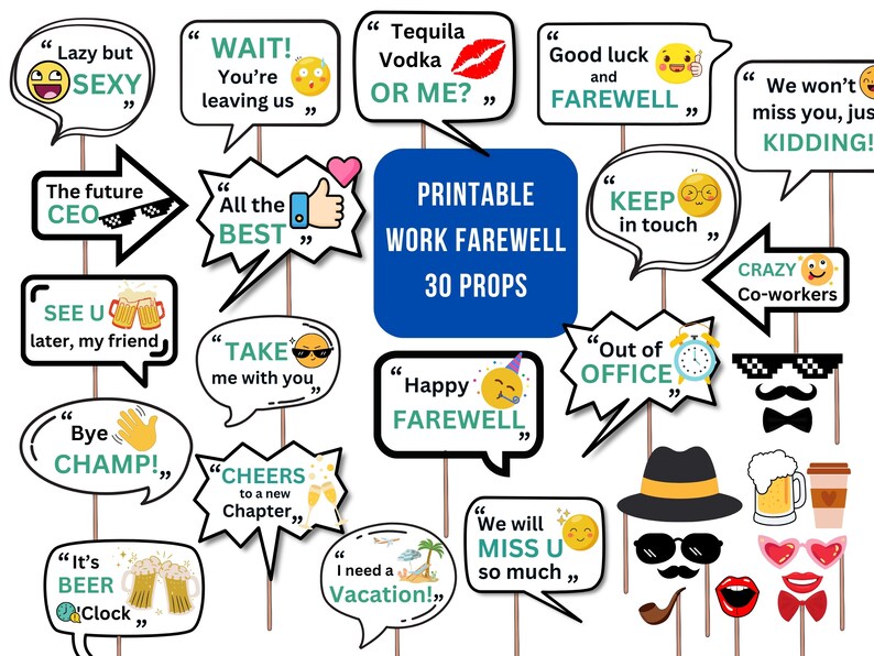 Farewell Party Props and Office Photo Props, Office Party Props, Work ...