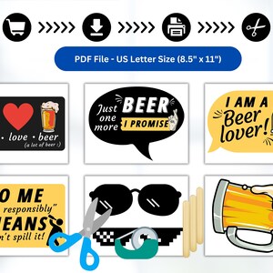 Fun Beer Lover Party Photo Booth Props, Beer Party Props, Cheers and ...