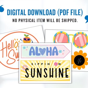 Summer Photo Booth Props Printable, Kids Pool Party Decor, Beach Party ...