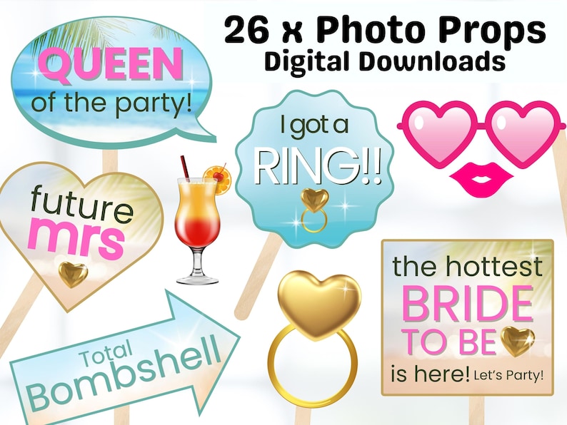 Island Bachelorette Party Props Printable, Island Bach Photobooth Props ...