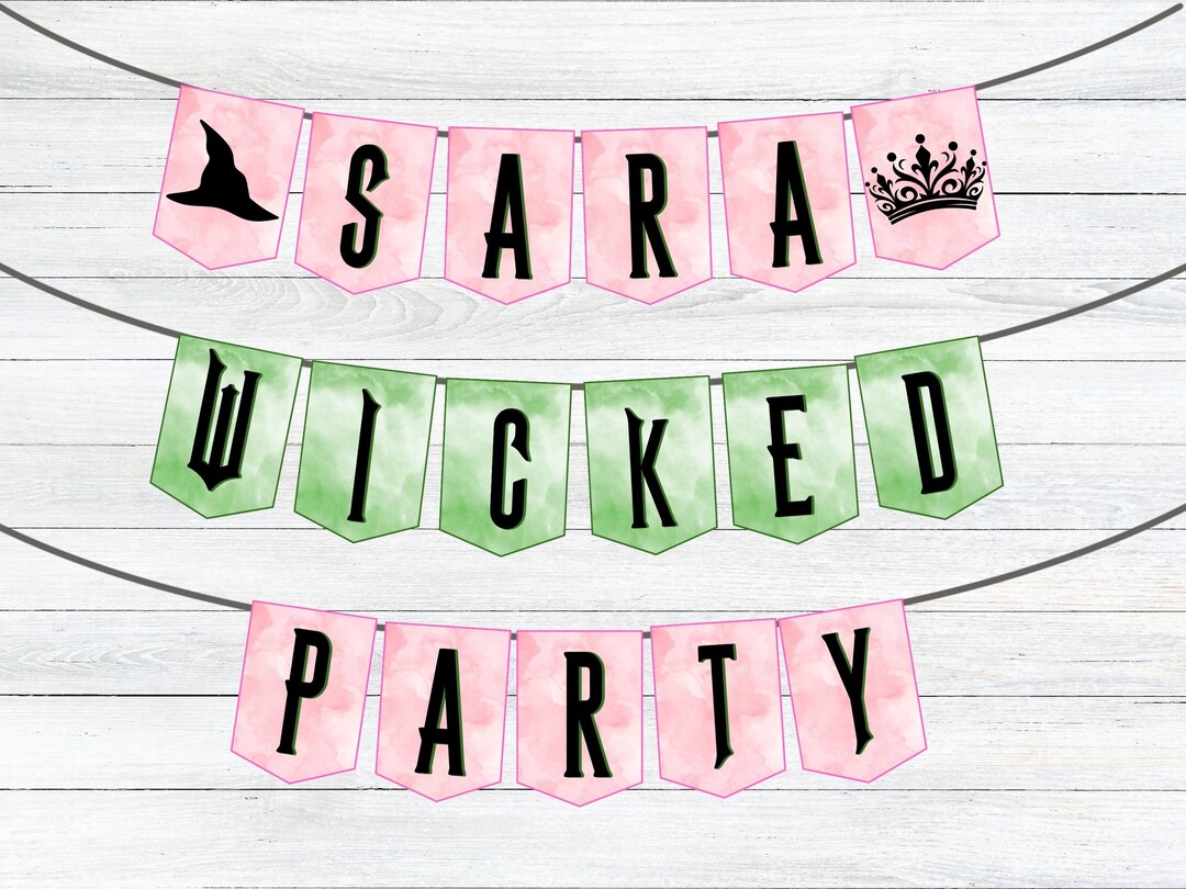 Personalized Wickedly Fun Party Banner Printable, Pink and Green Witch ...