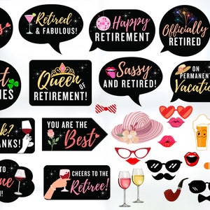 Retirement Party Photo Booth Props Printable, Retirement Photo Booth ...